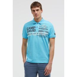 Poloshirt CAMP DAVID, Herren, Gr. 4XL, aqua, Piqu&eacute;, Material: 100% Baumwolle, bedruckt, regular fit normal, hoch geschlossener Ausschnitt, eingesetzt B&uuml;ndchen, Shirts, aus Baumwolle