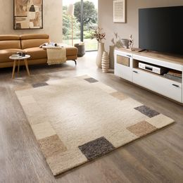 Wollteppich Theko "Origin Loop 7", sand, B:140cm H:10mm L:200cm, Schurwolle, Teppiche, handgetuftet, reine Schurwolle, Unifarben, mit Bord&uuml;re