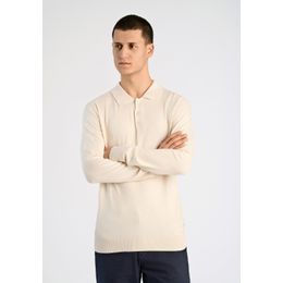 Strickpullover LINDBERGH "Strickpullover Slim Fit", Herren, Gr. L, wei&szlig; (sanftes wei&szlig;), Obermaterial: 80% Viskose, 20% Nylon, V-Ausschnitt, Pullover Strickpullover