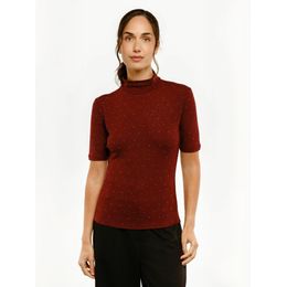 Kurzarmhemd LIBERT&Eacute; ESSENTIEL "Libert&eacute; Essentiel T-shirt TAMMI", Damen, Gr. L, Normalgr&ouml;&szlig;en, rot (bordeaux), Obermaterial: 92% Viskose, 8% Elasthan, Hemden