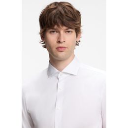 Businesshemd BOSS, Herren, Gr. 40, N-Gr, wei&szlig;100, Web, Obermaterial: 75% Baumwolle, 20% Polyamid, 5% Elasthan, unifarben, slim fit normal, Rundhals, Manschette mit Schlitz, Hemden, Slim-Fit, Stretch-Baumwollmix, b&uuml;gelleicht