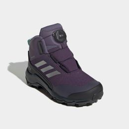 Winterboots adidas terrex "WINTER MID BOA RAIN.RDY", Kinder, Gr. 33, aurora plum, matte silber, core schwarz, Synthetik, Textil, Schuhe Winterboots, wasserdicht