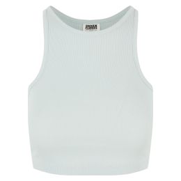 Muskelshirt Urban Classics "Urban Classics Damen Ladies Organic Cropped Rib Top", Damen, Gr. L, wei&szlig; (frostmint), 95% Baumwolle, 5% Elasthan, unifarben, normal, Rundhals, Shirts
