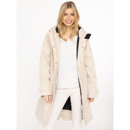 Kurzmantel Zwillingsherz "Keep Smiling", Damen, Gr. L, creme, Web, Obermaterial: 100% Polyester, unifarben, oversize ca. Mitte Oberschenkel, ohne Ausschnitt, gerader Abschluss, M&auml;ntel Kurzmantel, Kapuze, verdeckter Rei&szlig;verschluss, Oversize