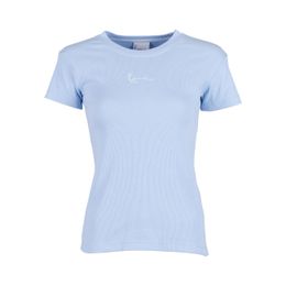 T-Shirt Karl Kani "Karl Kani Small Signature Rib T-Shirt", Damen, Gr. L, blau, 95% Baumwolle, 5% Elasthan, bedruckt, slim fit, Rundhals, Shirts T-Shirt