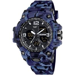 Chronograph Calypso Watches "X-Trem", blau (blau, schwarz), Armbanduhren, Herren, Chronograph, Quarzuhr, Armbanduhr, Herrenuhr, analog, digital, Tag, Monat