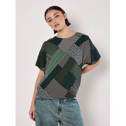 2-in-1-Top Apricot "Top", Damen, Gr. XS (34), gr&uuml;n, gewebt, Obermaterial: 51% Viskose CV. 49% Viskose LENZING ECOVERO CV LenzEcov., gemustert, normal h&uuml;ftlang, Tops, mit geometrischem Druck