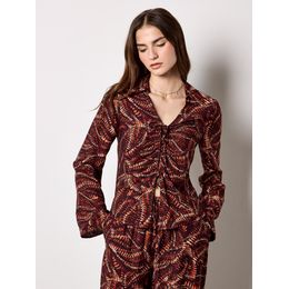 Klassische Bluse Apricot "Bluse", Damen, Gr. S (36), rot (burgandy), gewebt, Obermaterial: 90% Viskose CV. 10% Nylon NY., gemustert, Blusen Bluse, mit abstraktem Print