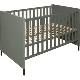 M&auml;usbacher Babybett M&Auml;USBACHER, gr&uuml;n (pine gr&uuml;n), B:76cm H:93cm T:144cm, Holzwerkstoff, Babybetten, Babybett, Metallf&uuml;&szlig;e, Metallgriffe