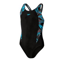 Speedo - "Hyper Boom Splice" Badeanzug f&uuml;r M&auml;dchen (Schwarz/Blau)