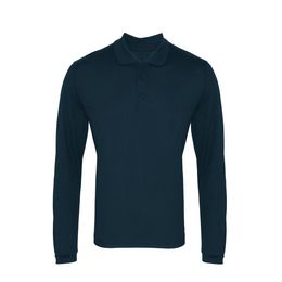 Premier - "Coolchecker" Poloshirt f&uuml;r Herren Lang&auml;rmlig (Marineblau)