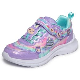 Sneaker Skechers "JUMPSTERS Cutie Gritters", M&auml;dchen, Gr. 29, lavendel, multi, Textil, kontrastfarbene Details, Schuhe Sneaker, Klettschuh, Schlupfschuh, Gr&ouml;ssenschablone zum Download