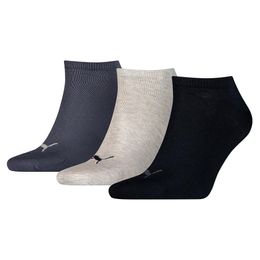 Puma Unisex Sneakersocken f&uuml;r Erwachsene, 3er-Pack (Marineblau/Hellgrau/Schwarz)