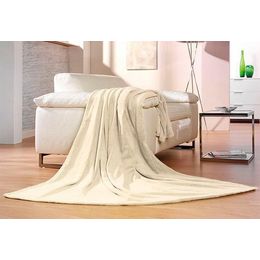 G&ouml;zze Wohndecke G&Ouml;ZZE "Memphis", beige (creme), B:150cm L:200cm, Kunstfaser, Wohndecken, Wohndecke, in tollen Unifarben, Kuscheldecke