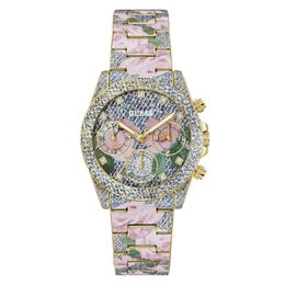 Multifunktionsuhr Guess "ROSALIE", bunt, rosa, Armbanduhren, Damen, Quarzuhr, Armbanduhr, Damenuhr, Edelstahlarmband, analog, Wochentag