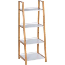 Anbauregal Wenko "Finja", wei&szlig; (rahmen: braun, brett: wei&szlig;), B:43cm H:112cm T:36cm, Bambus, MDF, Regale, 4 Etagen