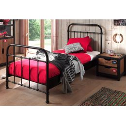 Einzelbett Vipack "New York, Bettgestell Metall, pulverbeschichtet, in zeitlosem Design", schwarz, B:95cm H:100cm L:210cm, Betten, zwei Breiten und mehrere Farben zu Auswahl