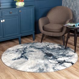 Teppich LIVABLISS "NEW YORK", grau, H:10mm &Oslash;:160cm, Kunstfaser, Polyester, Teppiche, Teppich, Moderner Designerteppich in Marmor Optik, Kurzflor Wohnzimmerteppich