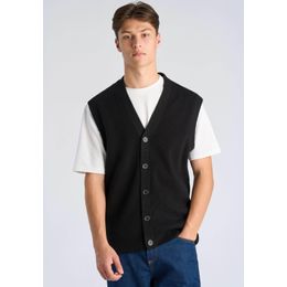 Strickweste LINDBERGH "Pullunder Relaxed Fit", Herren, Gr. M, schwarz, Obermaterial: 80% Baumwolle, 20% Polyester, Westen Strickweste
