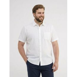 Streifenhemd Lerros "L&auml;ssiges Kurzarmhemd mit Streifenstruktur, gro&szlig;e Gr&ouml;&szlig;en", Herren, Gr. 4XL, Normalgr&ouml;&szlig;en, wei&szlig;, 100% Baumwolle, Hemden
