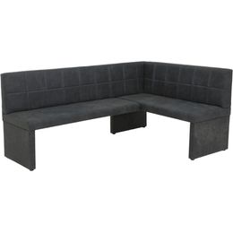Eckbank Hela "MELANIE", schwarz (vintage anthrazit, vintage anthrazit), B:200cm H:90cm T:61cm, 100% Polyester, Sitzb&auml;nke, Eckbank, Vintage Optik