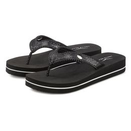 Badezehentrenner Venice Beach "Sandale, Badeschuh, Badelatsche, Flip Flop, Badeschlappe, Pantolette", Damen, Gr. 35, schwarz, Obermaterial: 100% Textilmaterial. Decksohle: 100% Synthetik. Futter: 100% Textilmaterial. Laufsohle: 100% Synthetik, Glitzer, unifarben, Schuhe, Zehentrenner mit wasserabweisender und leichter Sohle VEGAN, Topseller