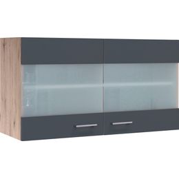 Glash&auml;ngeschrank Flex-Well "Morena", grau (basaltgrau, san remo eiche), B:100cm H:54,8cm T:32cm, Holzwerkstoff, Schr&auml;nke, K&uuml;chenh&auml;ngeschrank, (B x H x T) 100 x 54,8 x 32 cm, mit Stollenglast&uuml;ren