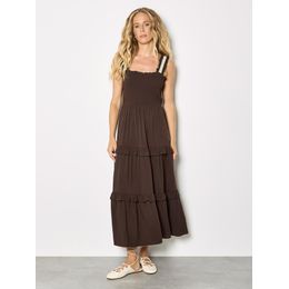 Midikleid Apricot "Midikleid", Damen, Gr. XS (34), N-Gr, braun, Obermaterial: 100% Viskose LENZING ECOVERO CV LenzEcov., Kleider Midikleid, mit gestufter Spitzenverzierung