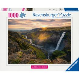 Puzzle Ravensburger "Scandinavian Places, Haifoss auf Island", bunt, Puzzles, KinderB:70cm H:50cm, Pappe, Made in Germany, B:70cm H:50cm