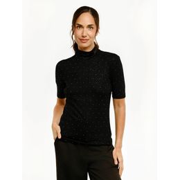 Kurzarmhemd LIBERT&Eacute; ESSENTIEL "Libert&eacute; Essentiel T-shirt TAMMI", Damen, Gr. L, Normalgr&ouml;&szlig;en, schwarz, Obermaterial: 92% Viskose, 8% Elasthan, Hemden