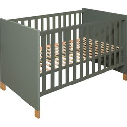 M&auml;usbacher Babybett M&Auml;USBACHER, gr&uuml;n (pine gr&uuml;n), B:76cm H:93cm T:144cm, Holzwerkstoff, Babybetten, Babybett, Holzf&uuml;&szlig;e, Holzgriffe