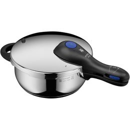 Schnellkochtopf WMF "Perfect Plus", silber (edelstahlfarben, schwarz, blau), H:9cm &Oslash;:22cm, T&ouml;pfe, Schnellkochtopf, Dampfkochtopf mit abnehmbarem Deckelgriff, Induktion