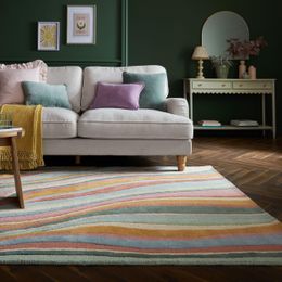 Wollteppich FLAIR RUGS "Abstract Flow handgetuftet", rosa, B:160cm H:10mm L:230cm, Wolle, Teppiche, Wolle, Teppich, Wohnzimmer, Schlafzimmer, Esszimmer
