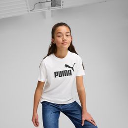 T-Shirt Puma "ESS NO 1 LOGO TEE G", M&auml;dchen, Gr. 140, wei&szlig; (Puma wei&szlig;), Jersey, Obermaterial: 100% Baumwolle, bedruckt, regular fit normal, Rundhals, Shirts T-Shirt, Regular Fit, Kurzarm, mit Kapuze, mit Logodruck