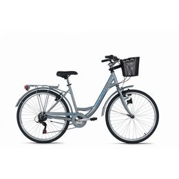 Cityrad Dacapo "Dacapo Citybike 26'' Cantaloupe Silver mit Korb RH 48 cm" Gr. 44, silberfarben, silberfarben, Fahrr&auml;der, Damen, 48cm, 26 Zoll (66,04cm) hinten: 26 Zoll (66,04cm)