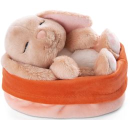 Kuscheltier Nici "Sleeping Pets GREEN, Hase 12 cm", braun (hase im k&ouml;rbchen, 12 cm, karamell), Pl&uuml;schfiguren, KinderB:8cm H:8cm L:12cm, Pl&uuml;sch, Polyester, Kuscheltier, schlafend im K&ouml;rbchen, B:8cm H:8cm L:12cm