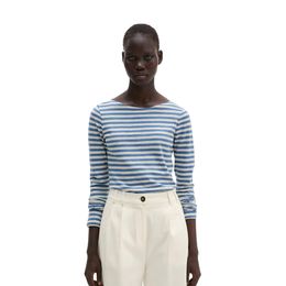 Marc O'Polo Langarmshirt MARC O'POLO "aus Organic-Cotton-Slub-Jersey", Damen, Gr. L, light blau, Obermaterial: 100% Baumwolle, gestreift, Basic, regular fit, U-Boot-Ausschnitt, normaler Saum, Shirts Langarmshirt
