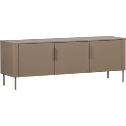 Lowboard Woood "Gunnar mit geschliffener Oberfl&auml;che und 4 T&uuml;ren", schlamm, B:154cm H:56cm T:44cm, FSC-zertifiziertes Massivholz, Sideboards, Lowboard, FSC-Mix Massivkiefer, wand- oder bodenmontierbar