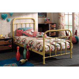 Einzelbett Vipack "New York, Bettgestell Metall, pulverbeschichtet, in zeitlosem Design", gelb, B:95cm H:100cm L:210cm, Betten, zwei Breiten und mehrere Farben zu Auswahl
