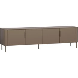 Lowboard Woood "Gunnar mit geschliffener Oberfl&auml;che und 4 T&uuml;ren", schlamm, B:200cm H:56cm T:44cm, FSC-zertifiziertes Massivholz, Sideboards, Lowboard, FSC-Mix Massivkiefer, mattierte Schutzoberfl&auml;che