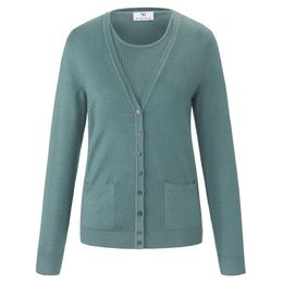 Peter Hahn - Twinset aus 100% Schurwolle-Pure Tasmanian Wool, gr&uuml;n, Gr. 38 / S - Schurwolle