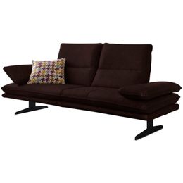 2,5-Sitzer W.Schillig "broadway, Designsofa mit tollem Sitzkomfort", braun (mocca z69), B:236cm H:94cm T:96cm, Longlife Xtra-Leder Z69: Das feinnarbige, gedeckte Softleder Z69 besticht durch seine au&szlig;ergew&ouml;hnliche Weichheit im trendigen &raquo;Vintage-Look&laquo;, Hautst&auml;rke 0, 9 - 1, 1 mm, Sofas, Sitztiefenverstellung, Kopfteil- & Seitenteilverstellung, Breite 236cm