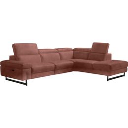 Ecksofa Egoitaliano "Candice, elegant, edel und bequem, erstklassiger Sitzkomfort, L-Form", braun (cedar wood), B:278cm H:100cm T:221cm, Sofas, Ecksofa, inkl. 2 elektrischer Relaxfunktionen, Bedienung &uuml;ber Taste an Armlehne