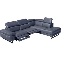 Ecksofa Egoitaliano "Candice, elegant, edel und bequem, erstklassiger Sitzkomfort, L-Form", grau (smoke), B:278cm H:100cm T:221cm, Leder &raquo;BULL&laquo; (echtes Rindsleder). Geschliffenes, pigmentiertes und behandeltes Rindsleder mit einer Dicke von 1, 3-1, 5 mm. Dieses Leder zeigt eine ziemlich weiche Hand mit einem halb undurchsichtigen Aussehen. Es handelt sich um ein gesch&uuml;tztes Leder. Eine leichte Dec