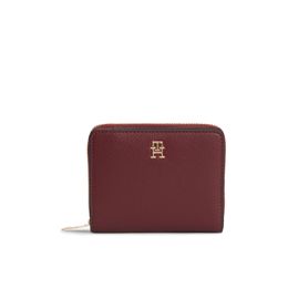 Geldb&ouml;rse Tommy Hilfiger "TH ICON MED ZA W/ FLAP SEASONAL", Damen, braun, Lederimitat, Basic, Kleinlederwaren, Damen Geldbeutel, Portemonnaie mit Logoschriftzug