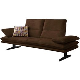 2-Sitzer W.Schillig "broadway, Designsofa mit tollem Sitzkomfort, Breite 216cm", braun (chocolate s37), B:216cm H:94cm T:96cm, Stoff S37 (100% Polyester): Luxus-Microfaser in Lederoptik, Sofas, Sitztiefenverstellung, Kopfteil- & Seitenteilverstellung, Breite 216cm
