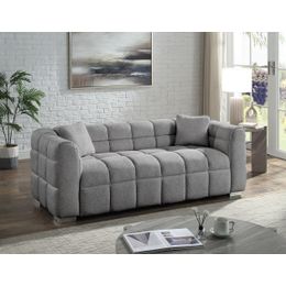 Big-Sofa "Thor Design-Sofa mit Steppung, Bubble-Optik, B:190cm", grau, B:190cm H:65cm T:73cm, 100%PES, ATLANTIC HOME COLLECTION, Sofas, Big-Sofa, "Bubble"-3D Optik Sofa mit Taschenfederkern, inkl. Zierkissen