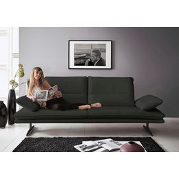 2,5-Sitzer W.Schillig "broadway, Designsofa mit tollem Sitzkomfort", grau (graphit z59), B:236cm H:94cm T:96cm, Longlife Xtra-Leder Z59: Glattleder mit modischer Pr&auml;gung. Hautst&auml;rke 0, 9 - 1, 1 mm, Sofas, Sitztiefenverstellung, Kopfteil- & Seitenteilverstellung, Breite 236cm