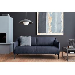 2,5-Sitzer W.Schillig "sally Design-Sofa, Loungesofa, bequem, schmale Armlehnen, Breite 194cm", blau (blau z59), B:194cm H:78cm T:84cm, Longlife Xtra-Leder Z59: Glattleder mit modischer Pr&auml;gung. Hautst&auml;rke 0, 9 - 1, 1 mm., Sofas, mit Metall-Winkelf&uuml;&szlig;en in Schwarz pulverbeschichtet, Breite 194 cm