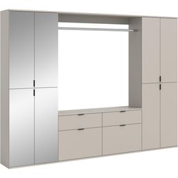 Garderoben-Set Home Affaire "TRONDHEIM, 5-teilig, Breite 243cm, individuell platzier- & erweiterbar", kaschmir, B:243cm H:193cm T:34cm, Holzwerkstoff, Kastenm&ouml;bel-Sets, Garderobenschrank, Kleiderschrank, Schrankkombination, Garderobe